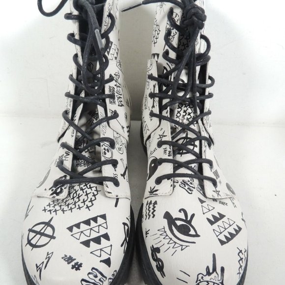 Volcom | Shoes | Volcom Boots Womens Go Figure White Black Combat Shoes ...